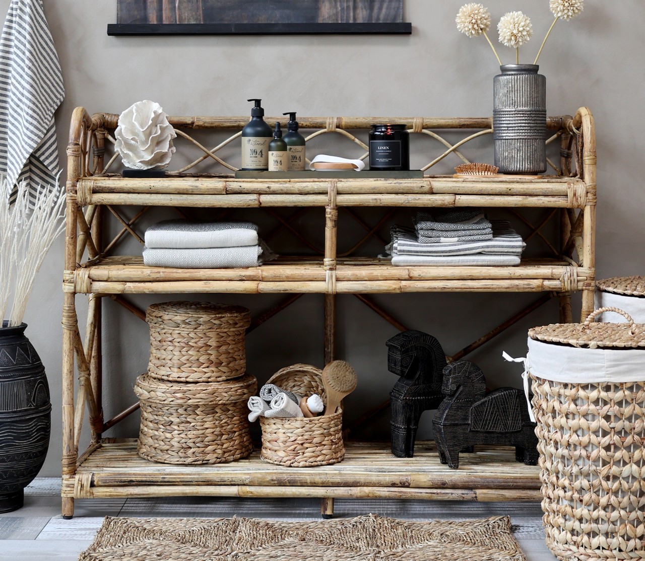 Wandregal Rattan Goa Scandi Bohemian Rund 60cm